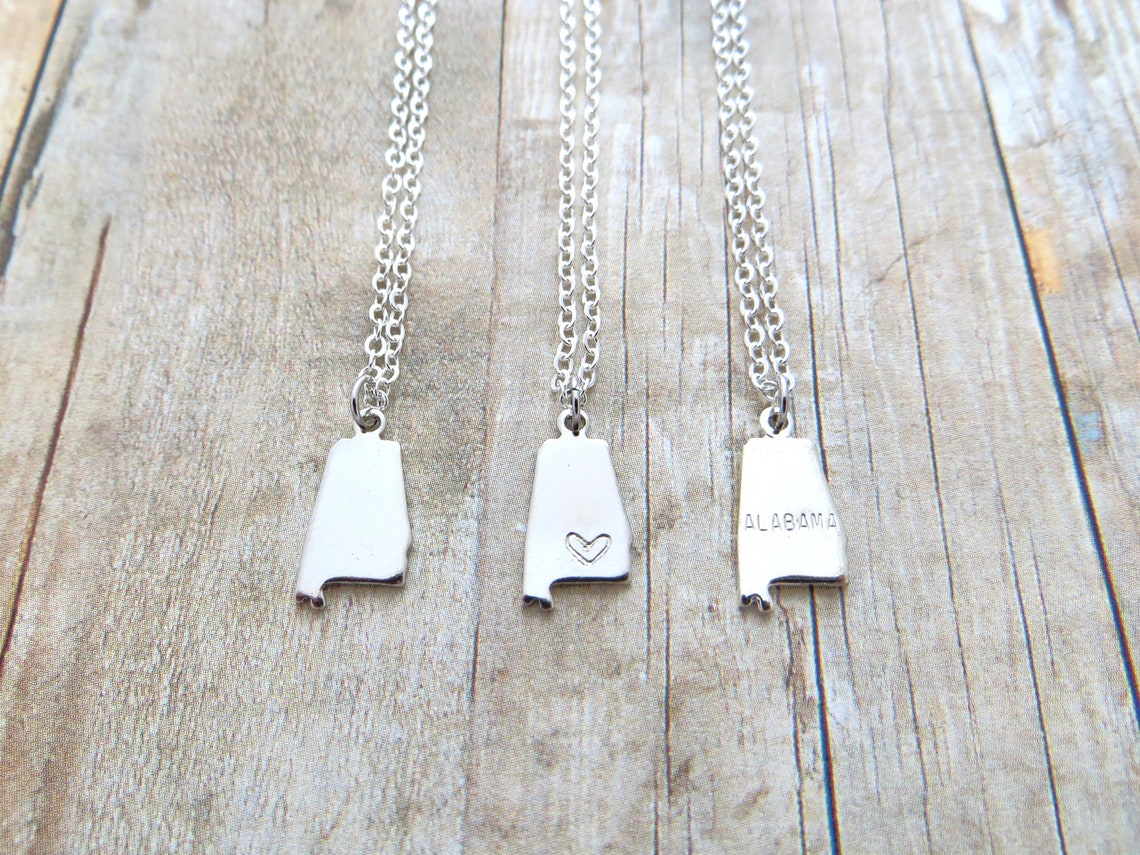 Alabama Necklace Alabama State Charm Necklace Personalized in - Etsy