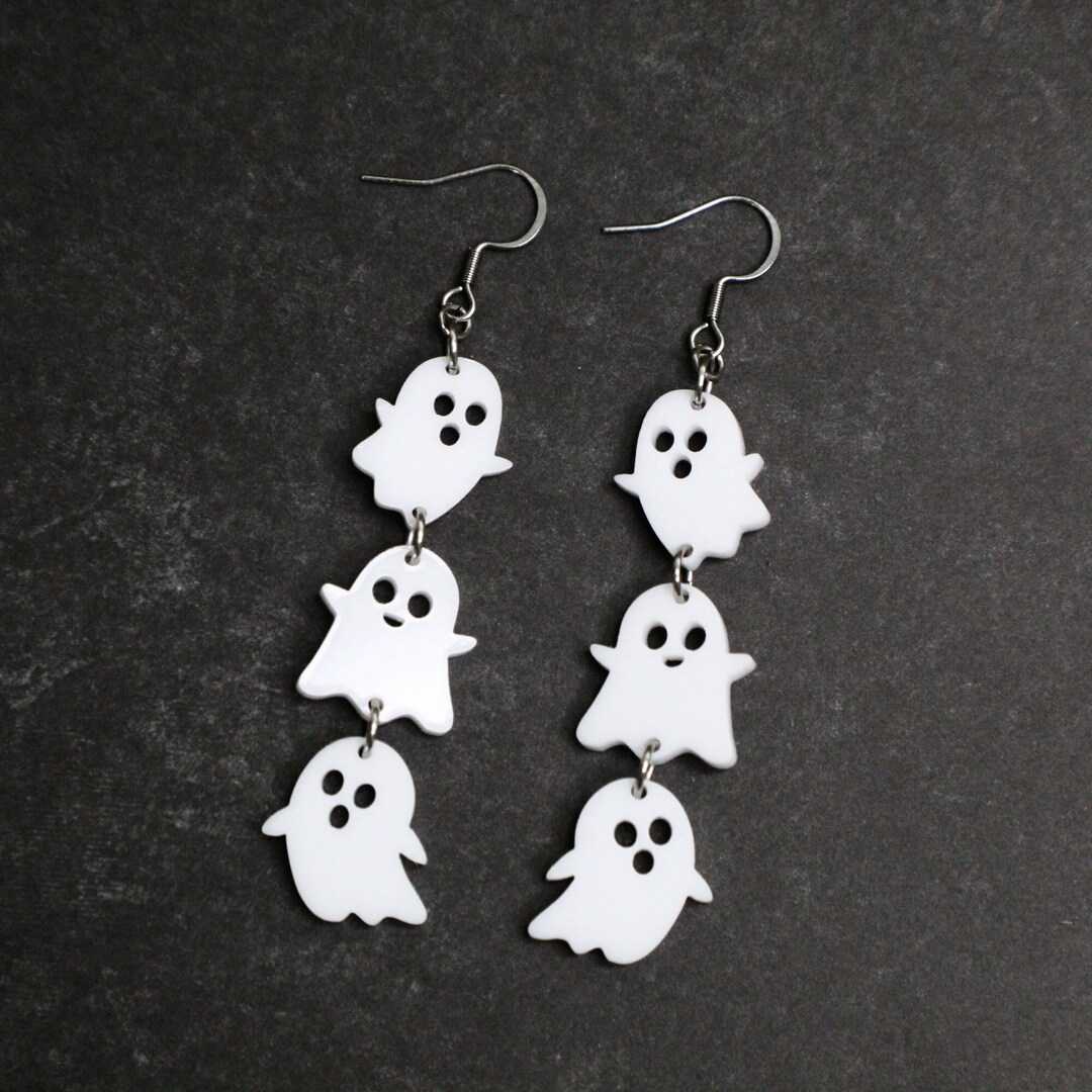 Halloween Floating Ghost Earrings (dangle Earrings, Acrylic Ghost ...