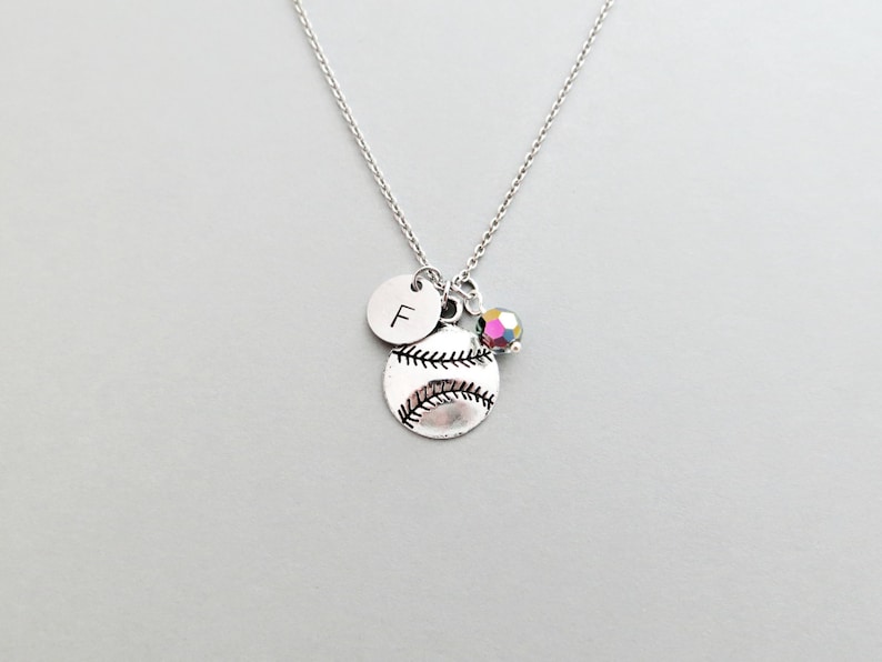 Baseball Necklace With Personalized Initial or Team Number - Etsy
