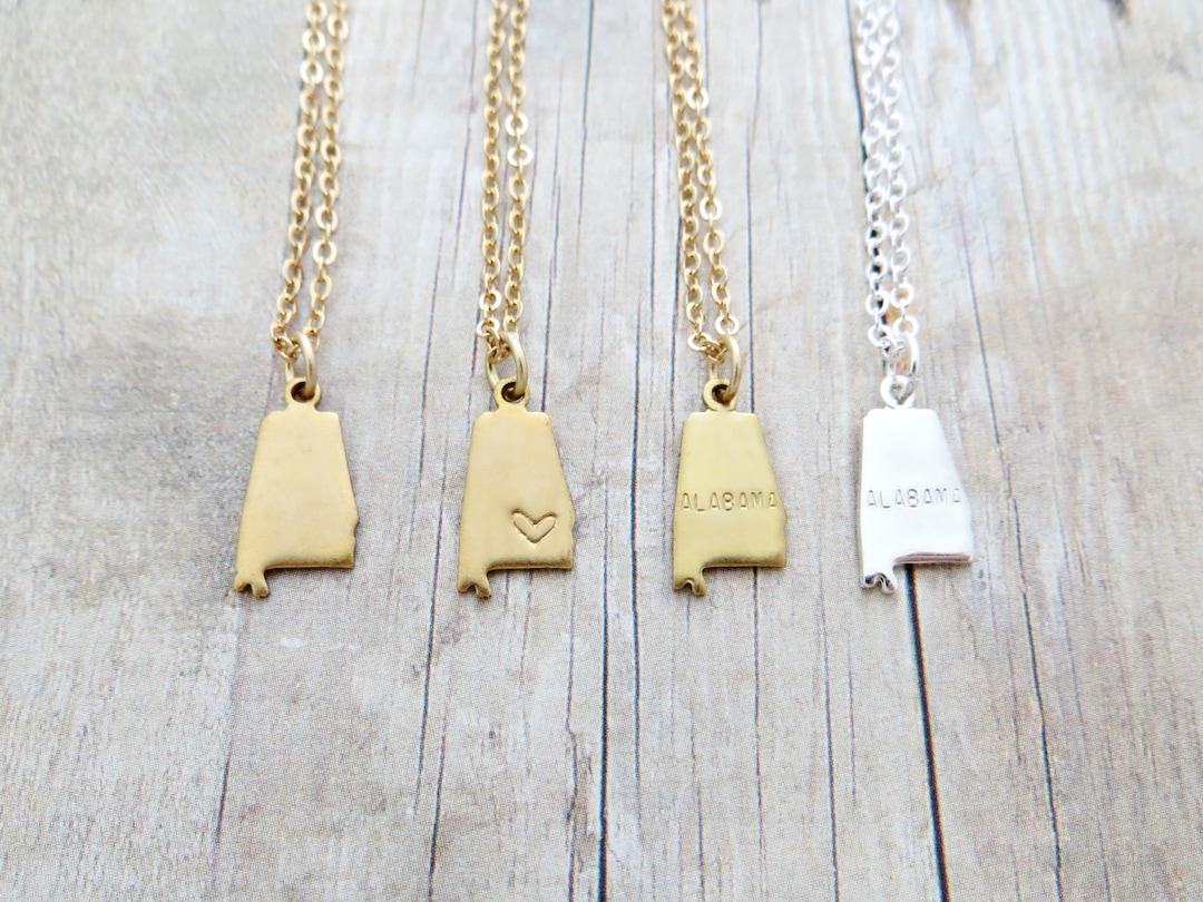 Alabama Necklace Alabama State Charm Necklace Personalized in Gold or ...