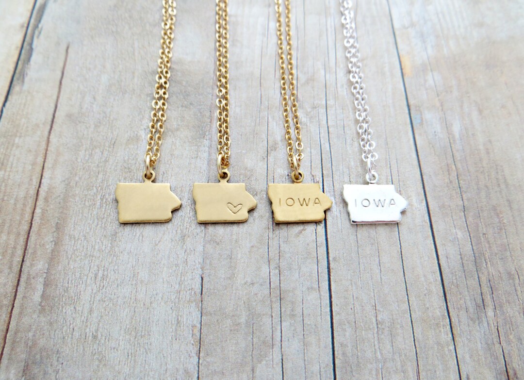 Iowa Necklace Iowa State Charm Necklace Personalized in Gold or Silver ...