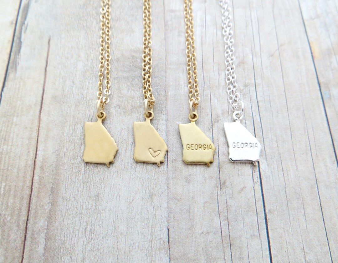 Georgia Necklace Georgia State Charm Necklace Personalized in Gold or ...
