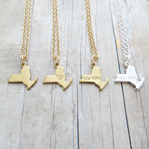 New York Necklace New York State Charm Necklace Personalized in Gold or ...