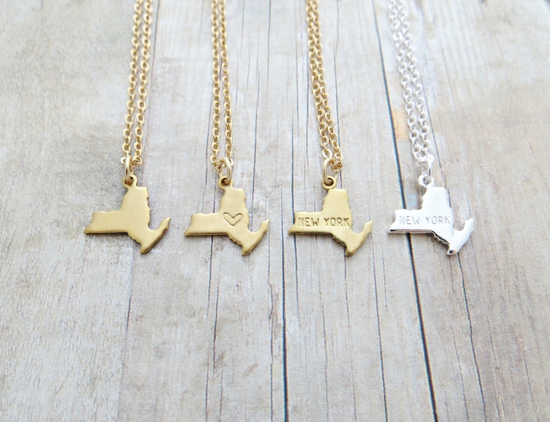 New York Necklace New York State Charm Necklace Personalized - Etsy