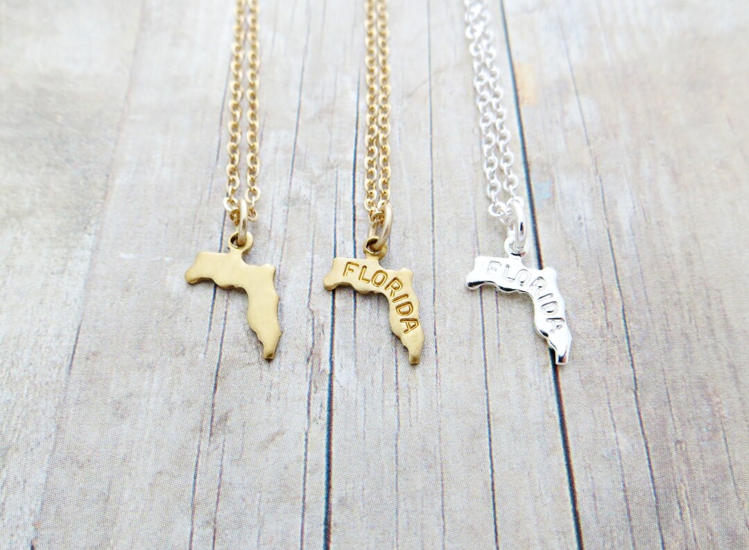 Florida Necklace Florida State Charm Necklace Personalized in Gold or ...