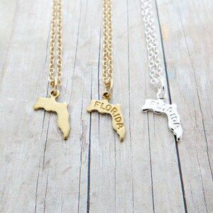 Florida Necklace Florida State Charm Necklace Personalized in Gold or ...