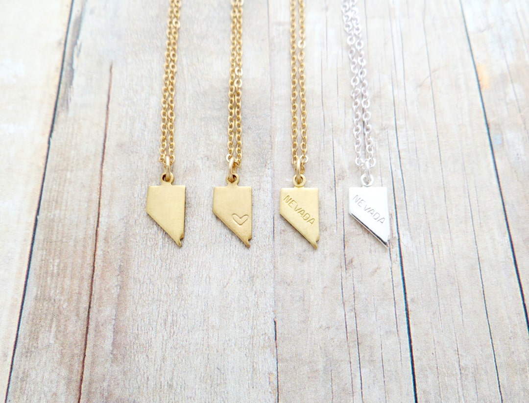 Nevada Necklace Nevada State Charm Necklace Personalized in Gold or Silver (sterling Silver, 14k ...
