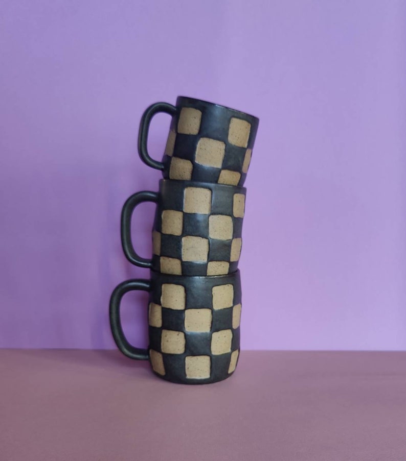 Checkerboard Mug in Matte Black - Etsy