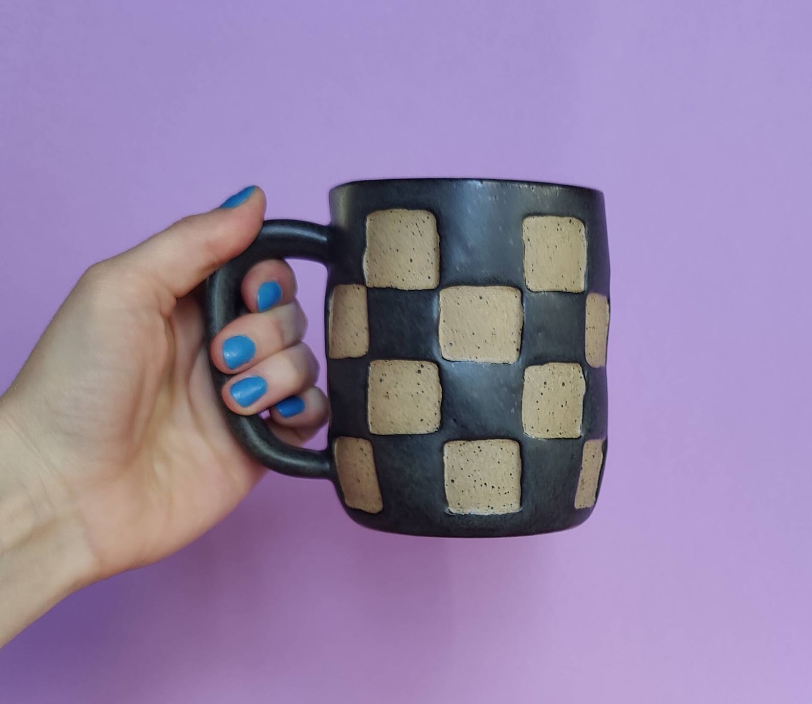 Checkerboard Mug in Matte Black - Etsy