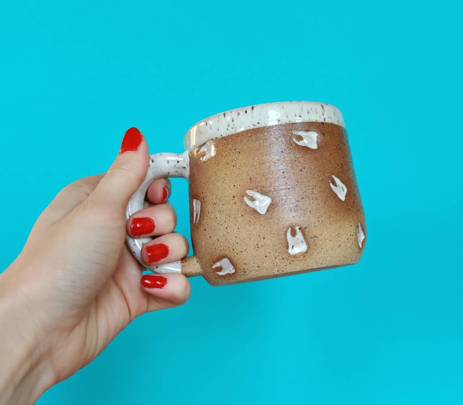 Handmade Ceramic Mug in Floating Tooth Stamp - Etsy