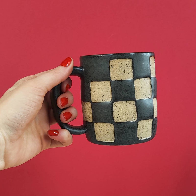 Checker Board Mugs - Etsy