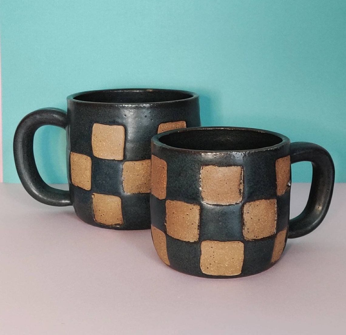 Checkerboard Mug in Matte Black - Etsy
