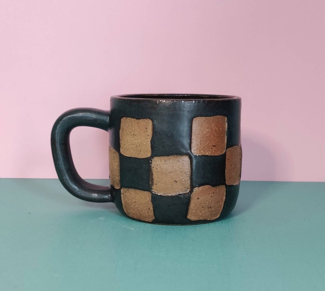Checkerboard Mug in Matte Black - Etsy