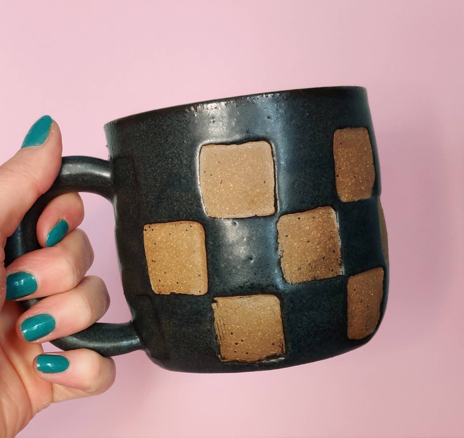 Checkerboard Mug in Matte Black - Etsy