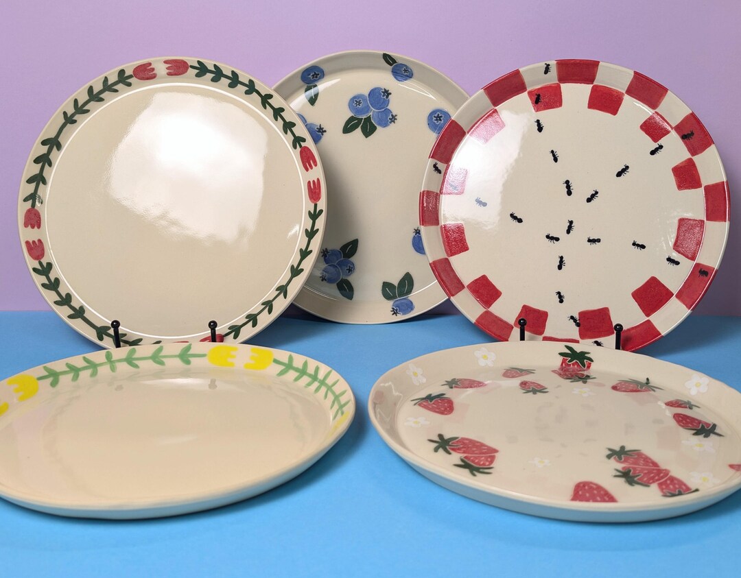 Large Dinner Plate in Strawberry, Blueberry, Tulip, or Ants at a Pic ...