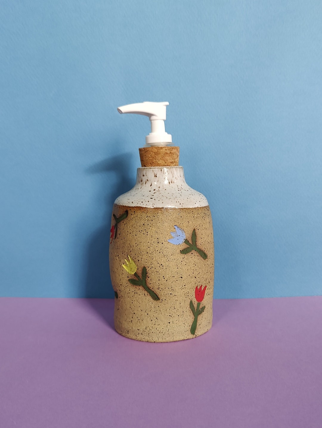 Handmade Ceramic Soap Dispenser in Tulip Stamp - Etsy