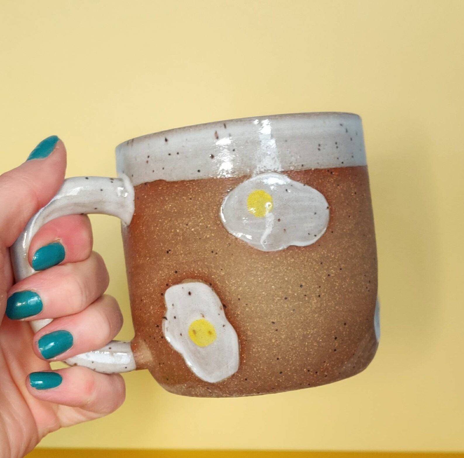 Handmade Ceramic Mug in Fried Egg Stamp - Etsy