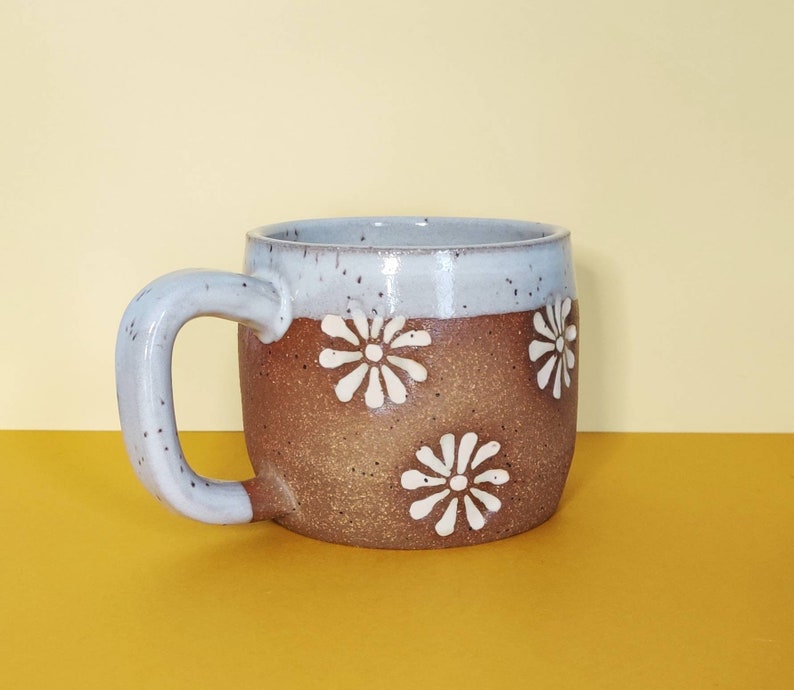 Handmade Ceramic Mug in Lazy Daisy Stamp | Etsy