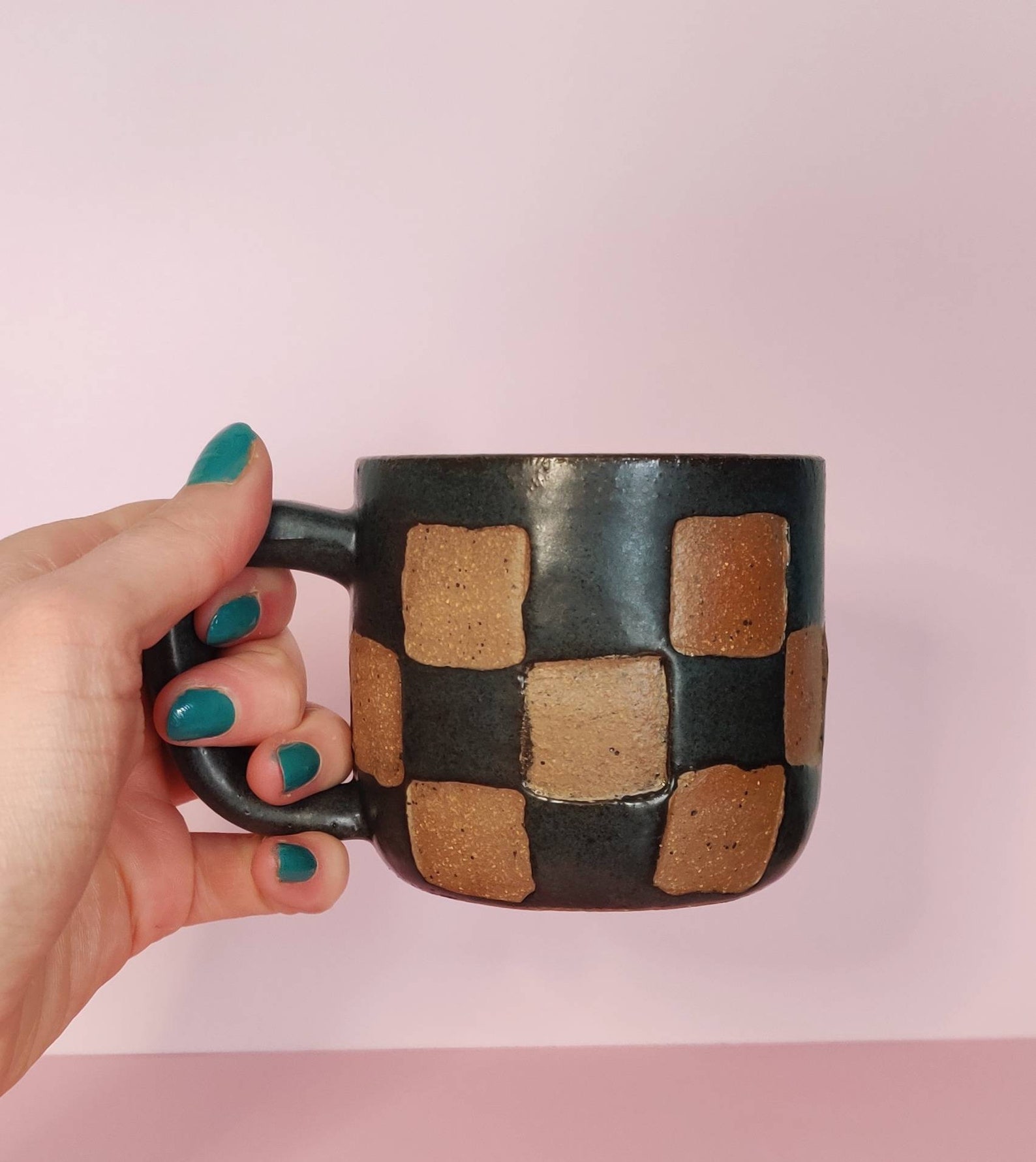 Checkerboard Mug in Matte Black - Etsy