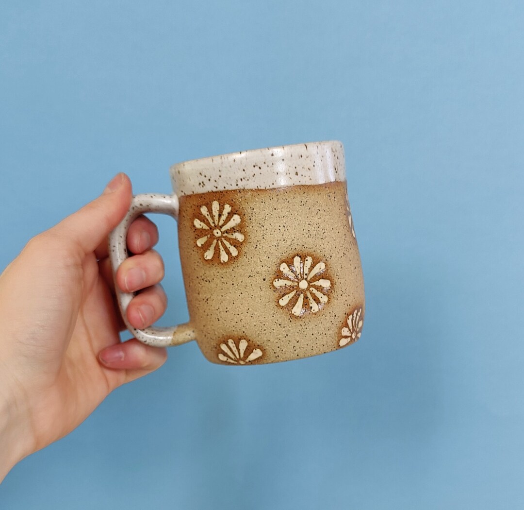 Handmade Ceramic Mug in Lazy Daisy Stamp - Etsy