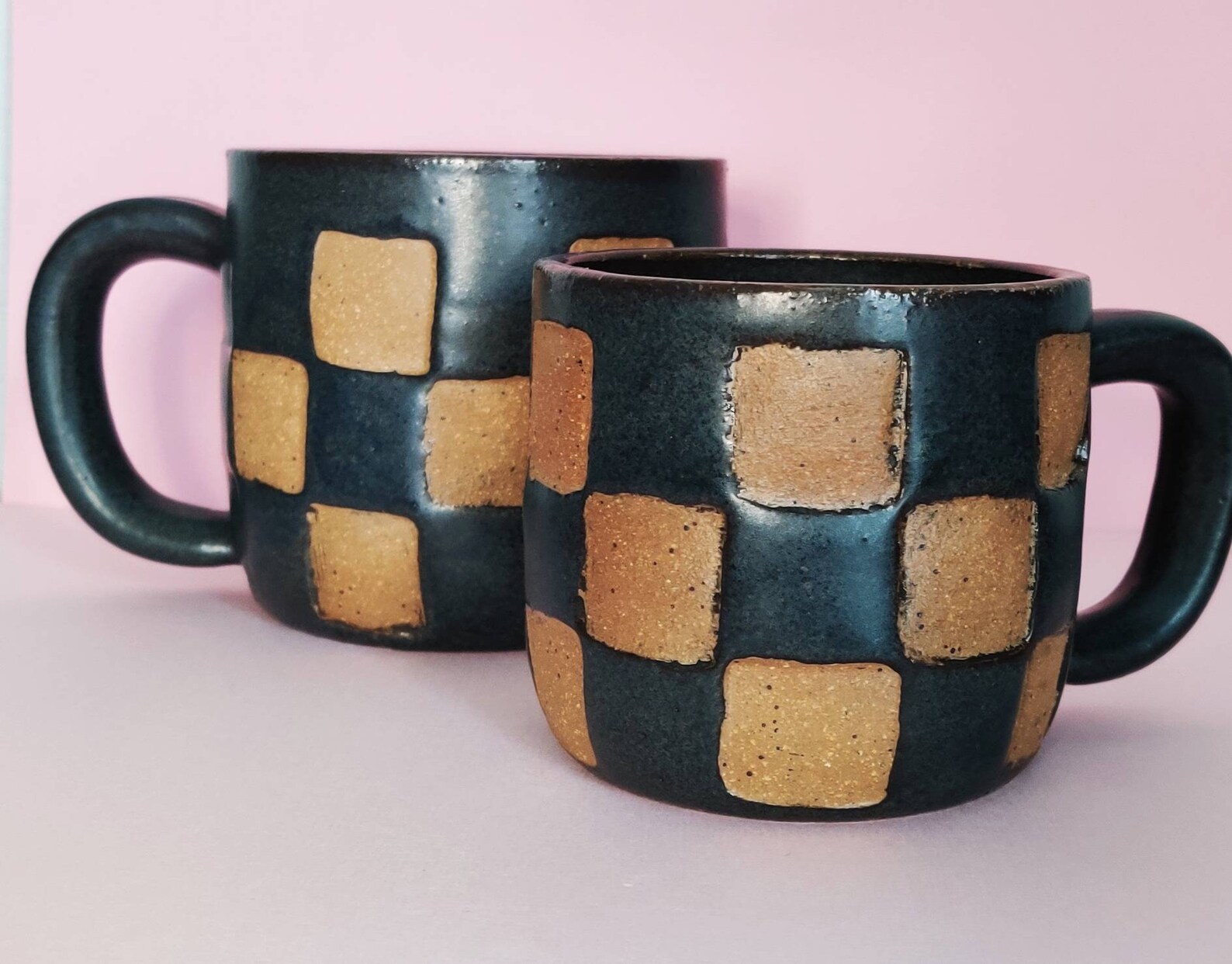 Checkerboard Mug in Matte Black - Etsy