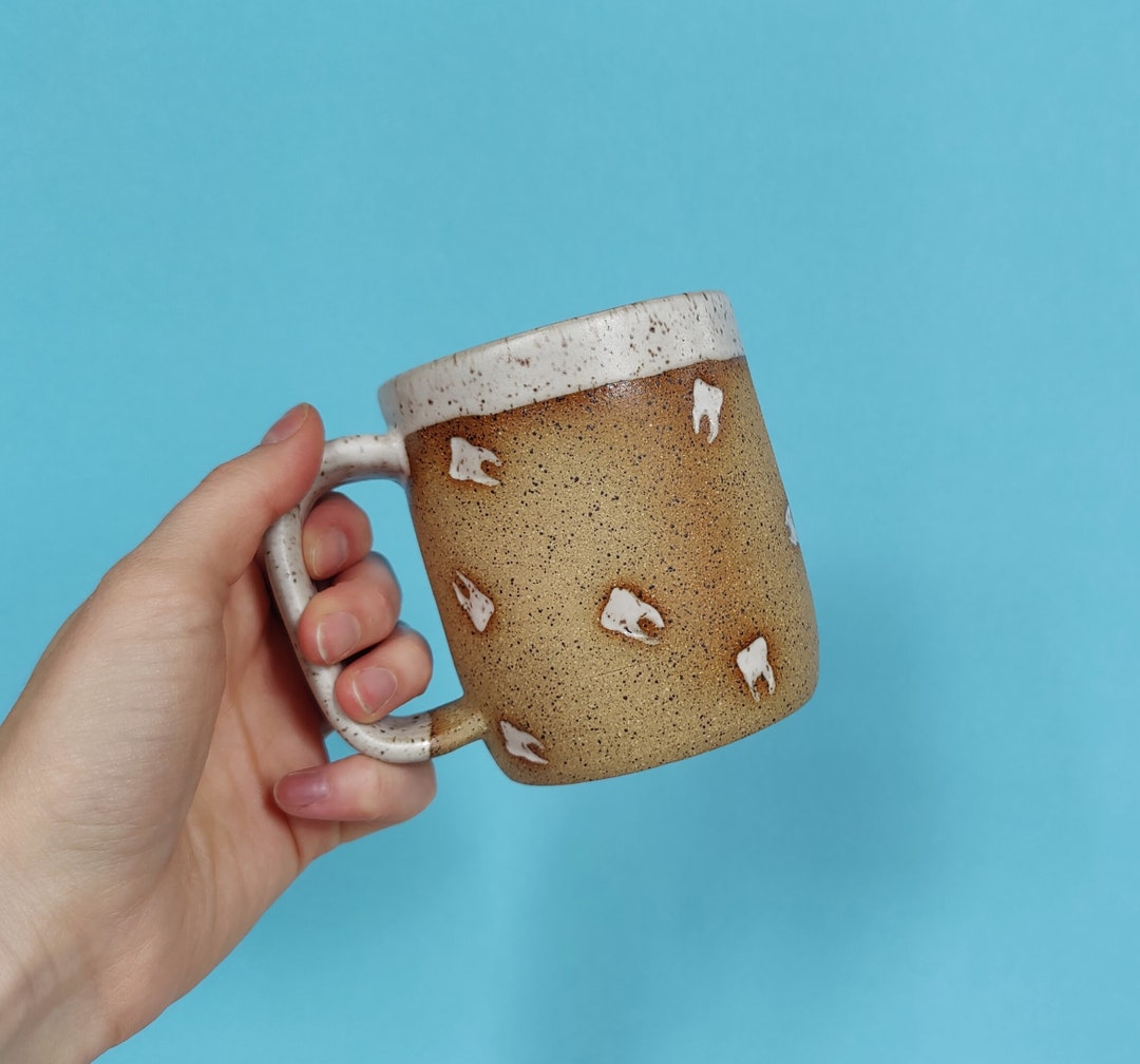 Handmade Ceramic Mug in Floating Tooth Stamp - Etsy