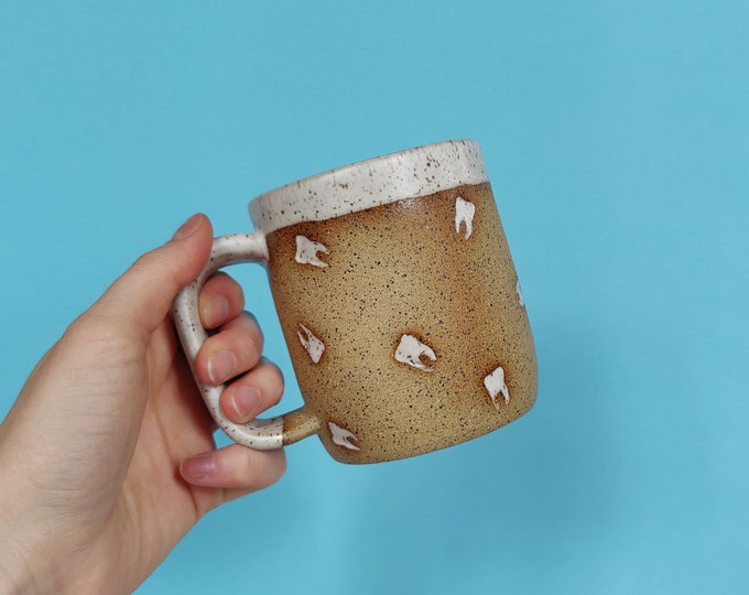 Handmade Ceramic Mug in Floating Tooth Stamp - Etsy