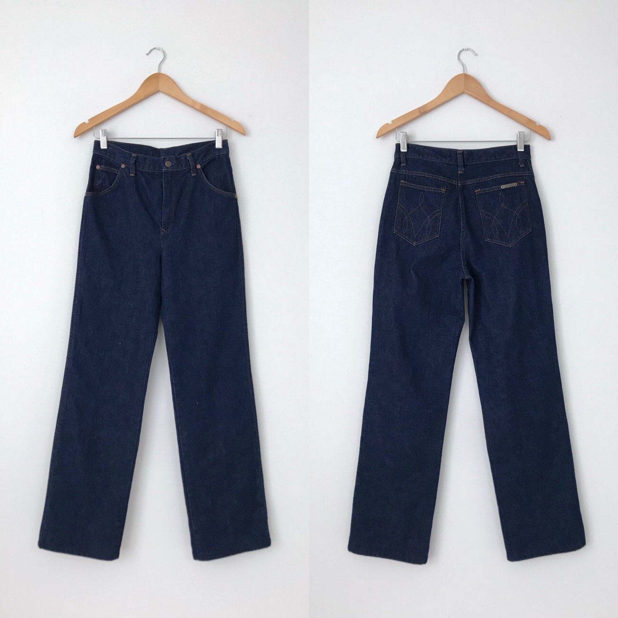 Vintage 70s Denim Jeans / Vintage 70s High Waist Dark Cotton | Etsy