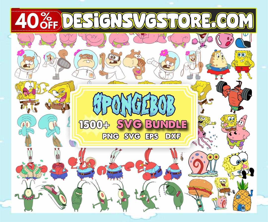 Sponge Bob Svg Bundle Clipart Cut Files for Cricut - Etsy