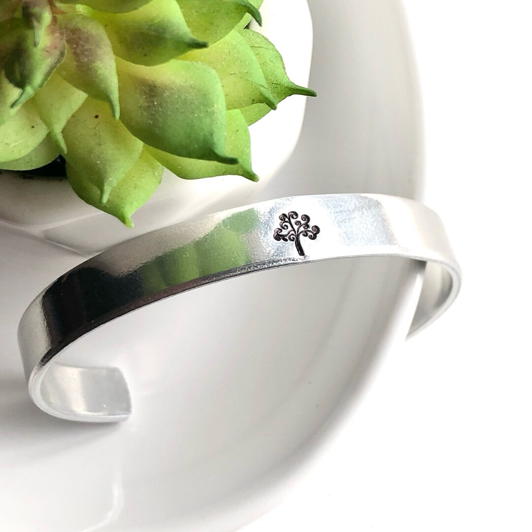 Simple TREE of LIFE Cuff Bracelet, Hand Stamped Cuff, Family Tree ...