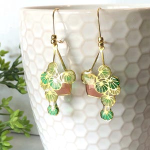 Botanical Green Leaf Plant Earrings, Plant Jewelry, Hanging Plant ...