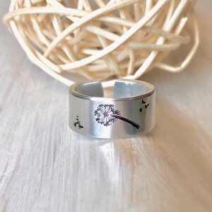 DANDELION Ring, Wish Ring, Dandelion Jewelry, Hand Stamped Ring, Flower ...