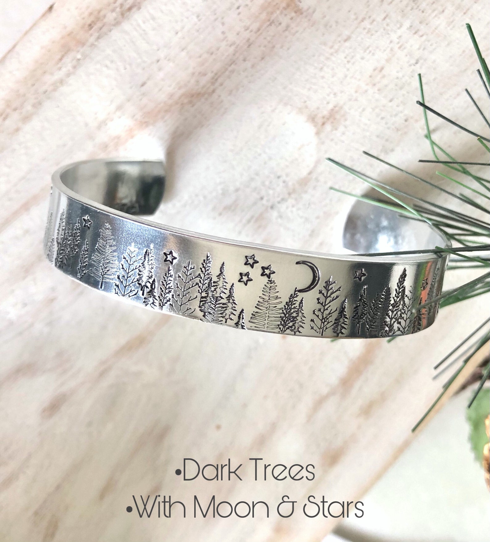 TREE Bracelet Cuff Forest Tree Jewelry Hand Stamped Cuff - Etsy