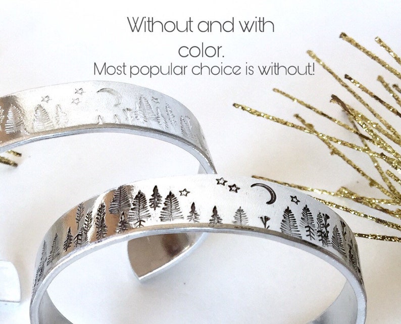 Tree Bracelet Cuff Forest Tree Jewelry Hand Stamped Cuff | Etsy