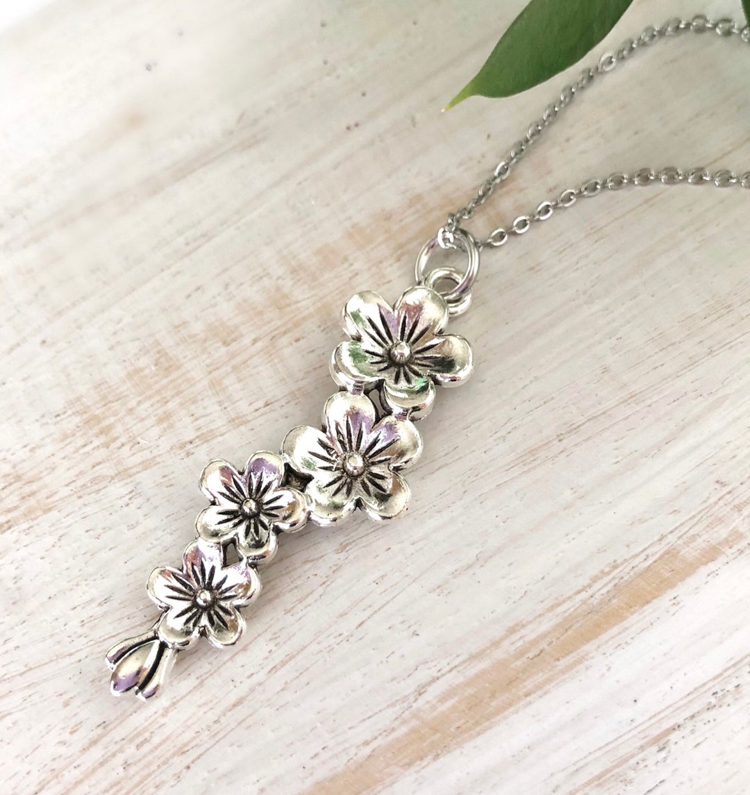 Cherry Blossom Necklace, Sakura Flower, Flower Necklace, Nature ...