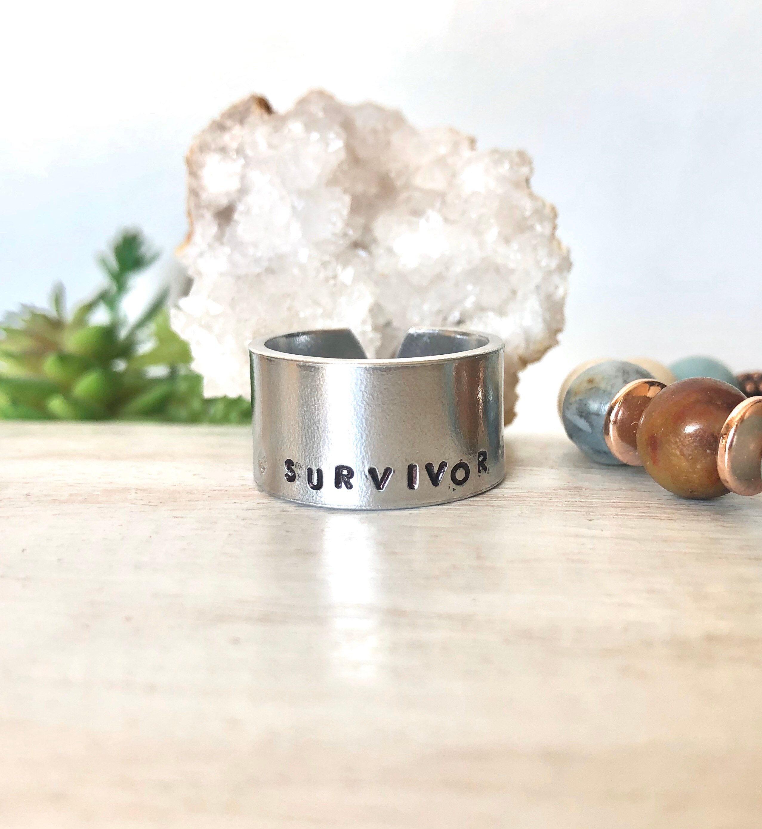 SURVIVOR Ring Survivor Jewelry Cancer Survivor Hand Stamped | Etsy