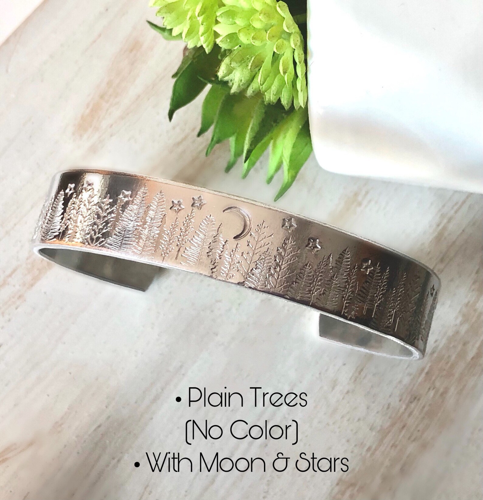 TREE Bracelet Cuff Forest Tree Jewelry Hand Stamped Cuff | Etsy