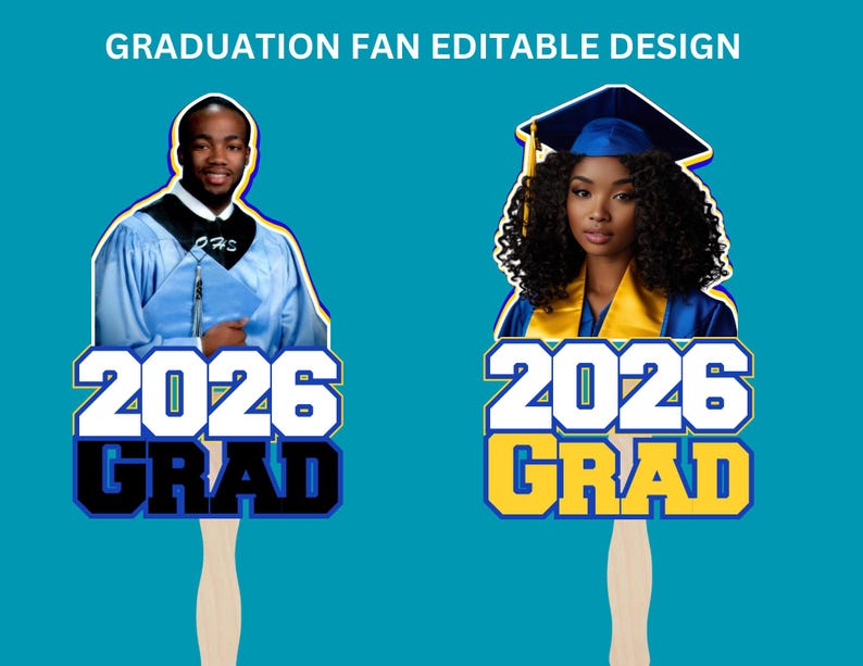 2026 Shaped Editable Graduation Fan, Grad Fan, Grad Template, Canva ...