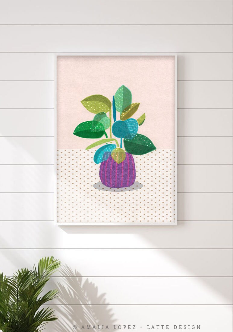 Rubber Plant Collage. Digital Download. Botanical Collage Printable ...