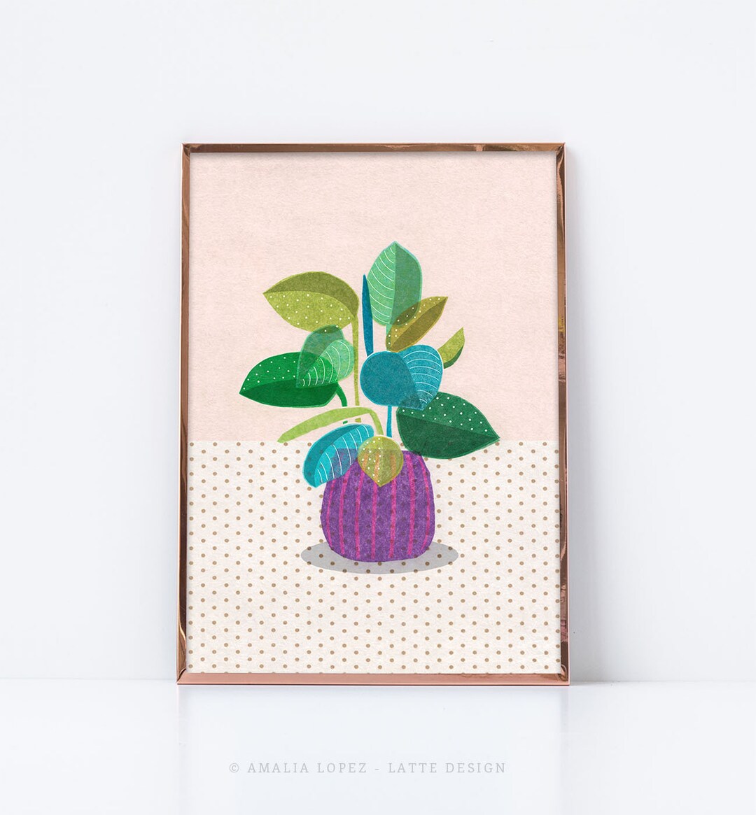 Rubber Plant Collage. Digital Download. Botanical Collage Printable ...