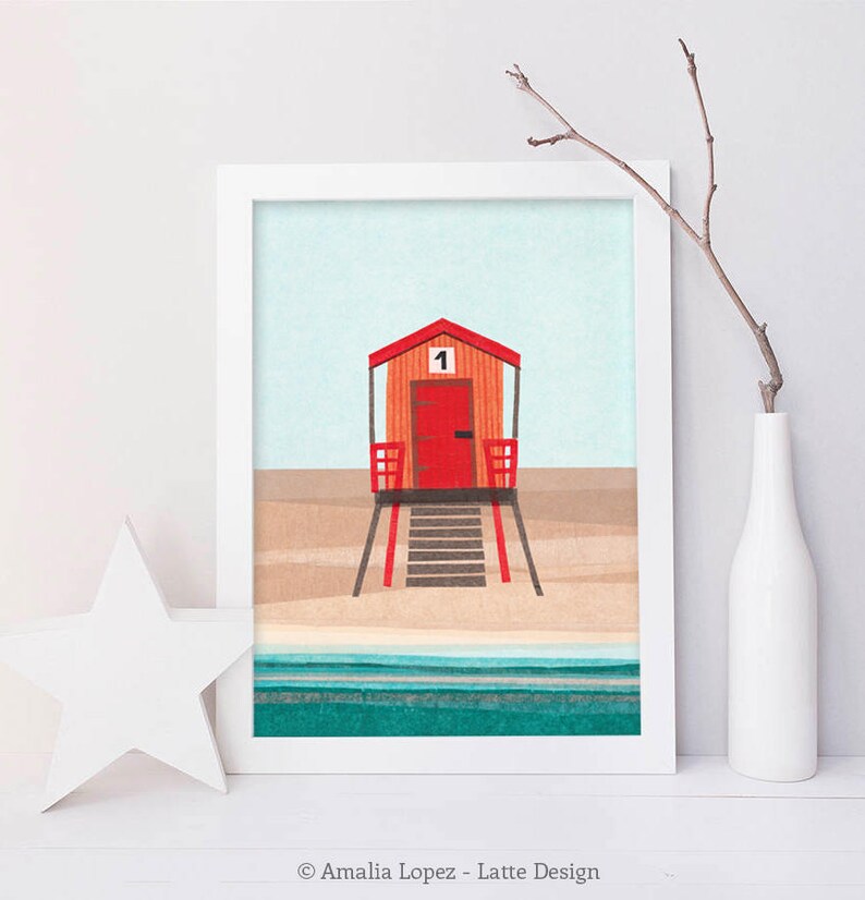 Beach Hut 2 Collage Beach Hut Print Beach Hut Art Beach Hut - Etsy