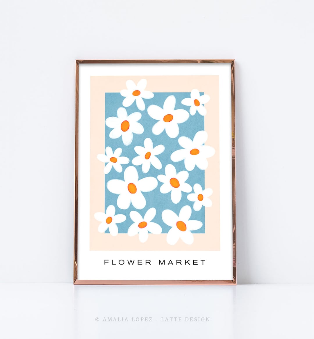 Blue Flower Market Printable. Digital Download. Blue Floral Wall Art ...
