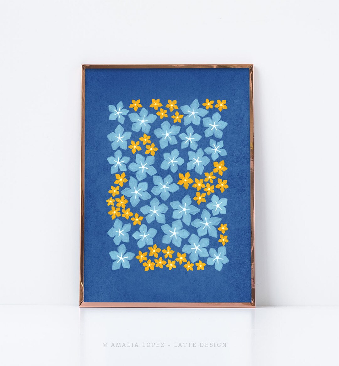 Blue Floral Printable. Digital Download. Blue Flowers Print. Blue ...