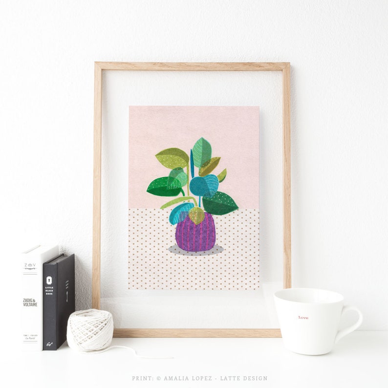 Rubber Plant Collage. Digital Download. Botanical Collage Printable ...