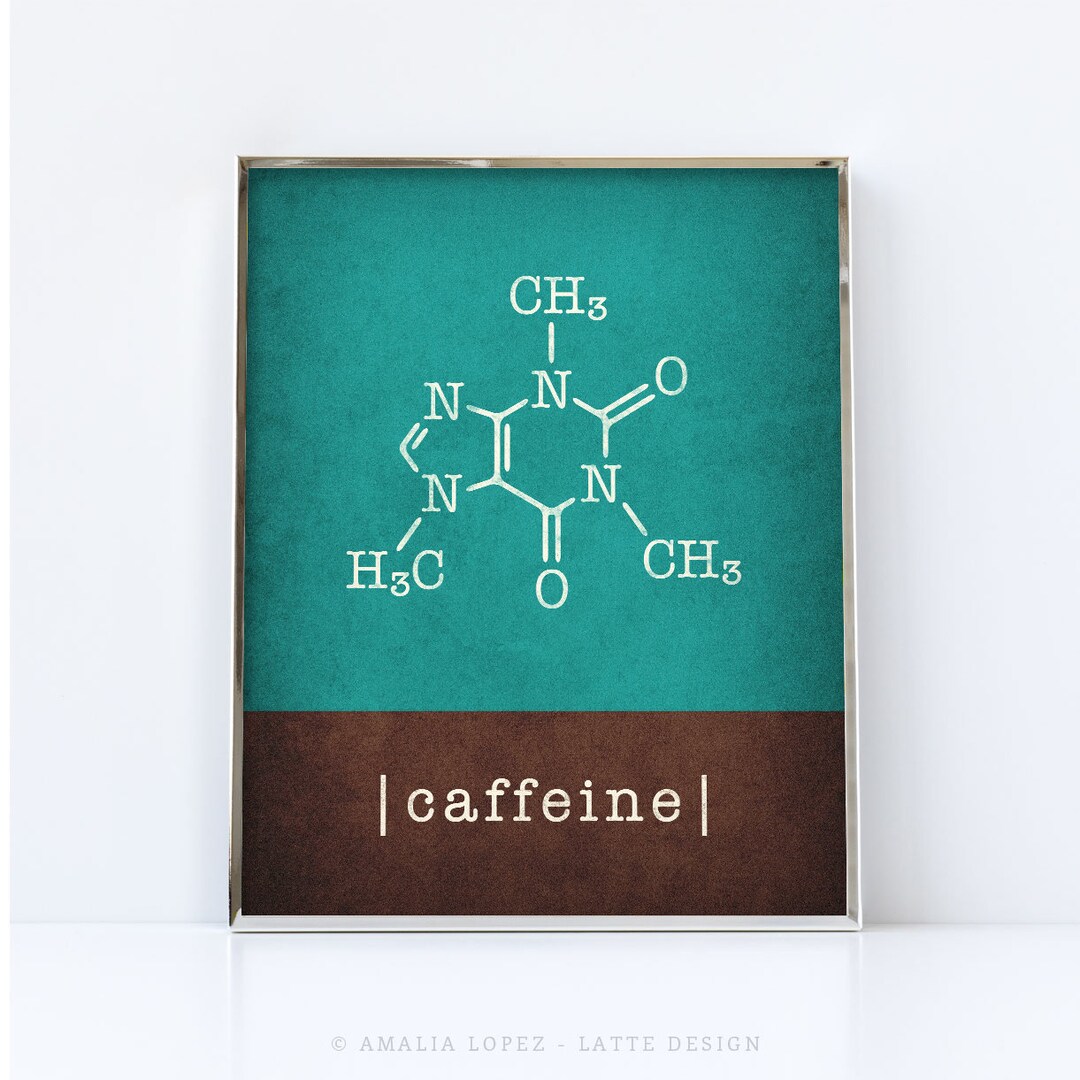 Caffeine Printable. Digital Download. Coffee Print, Teal Kitchen Print ...