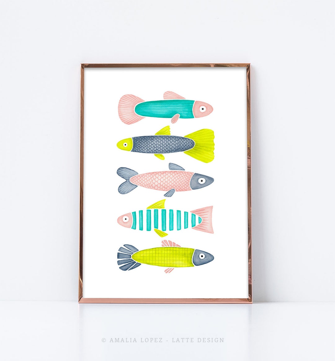 Fish Print. Digital Download. Bathroom Print, Coastal Print, Kitchen ...