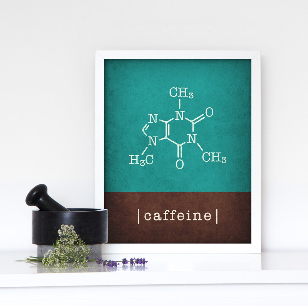 Caffeine Printable. Digital Download. Coffee Print, Teal Kitchen Print ...