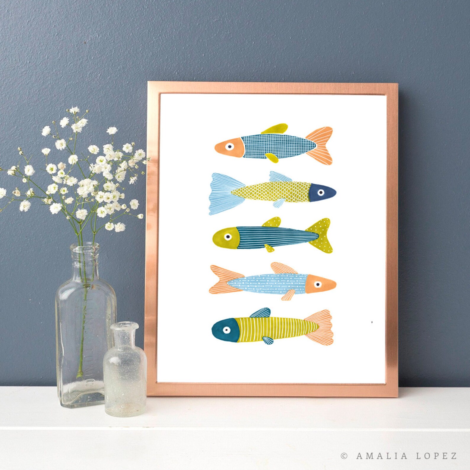 Fish 3 Print. Digital Download. Bathroom Print, Coastal Print, Kitchen ...