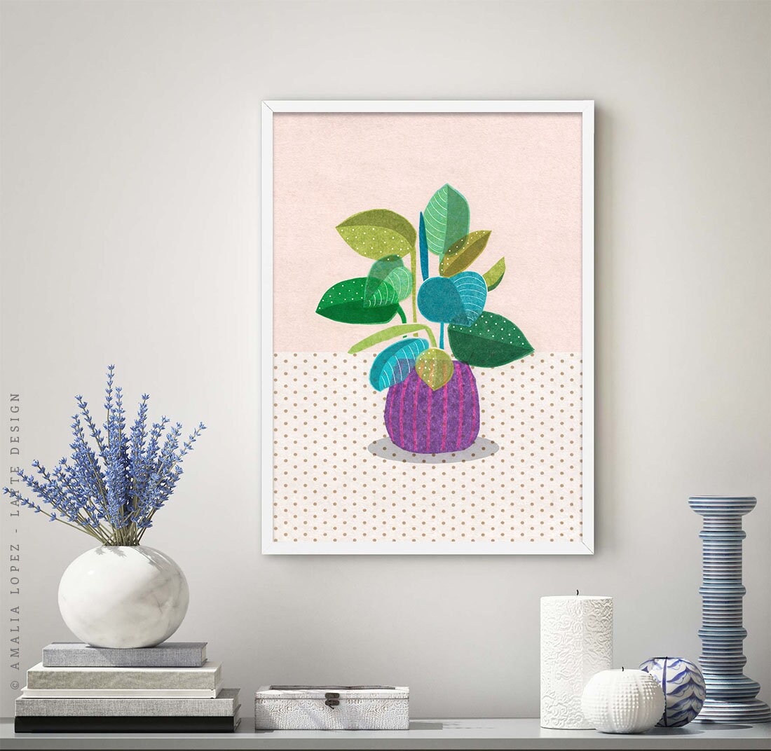 Rubber Plant Collage. Digital Download. Botanical Collage Printable ...