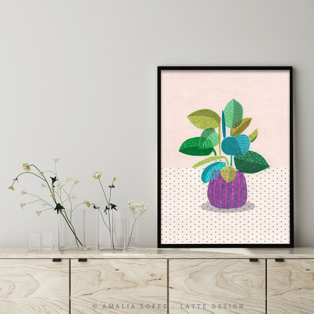 Rubber Plant Collage. Digital Download. Botanical Collage Printable ...
